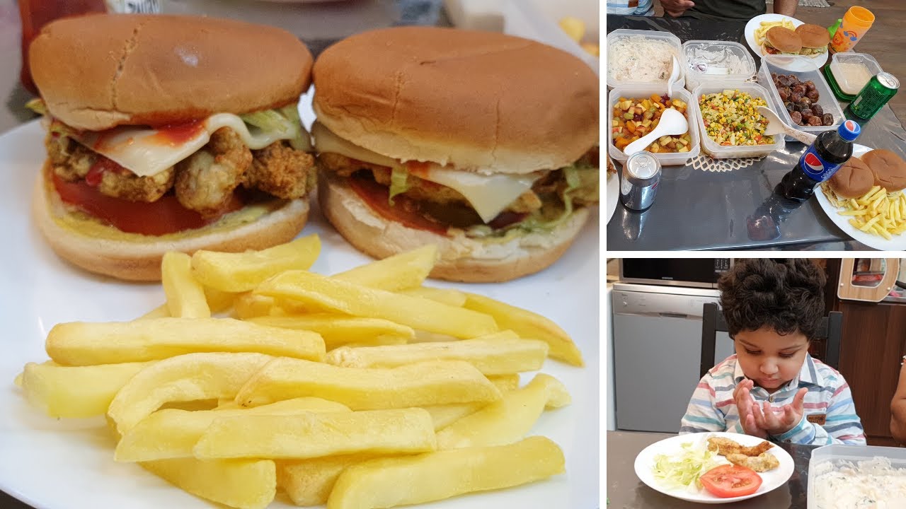 Quickest Fast Food for Iftar - Spicy Chicken Strips Burgers - Mishu ki ...