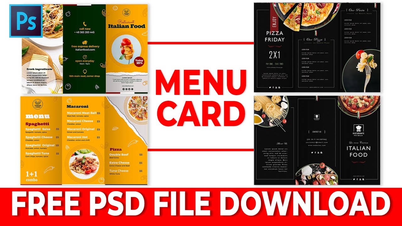FREE ITALIAN FOOD MENU CARD PSD FILE DOWNLOAD TEMPLATE | PHOTOSHOP FREE ...