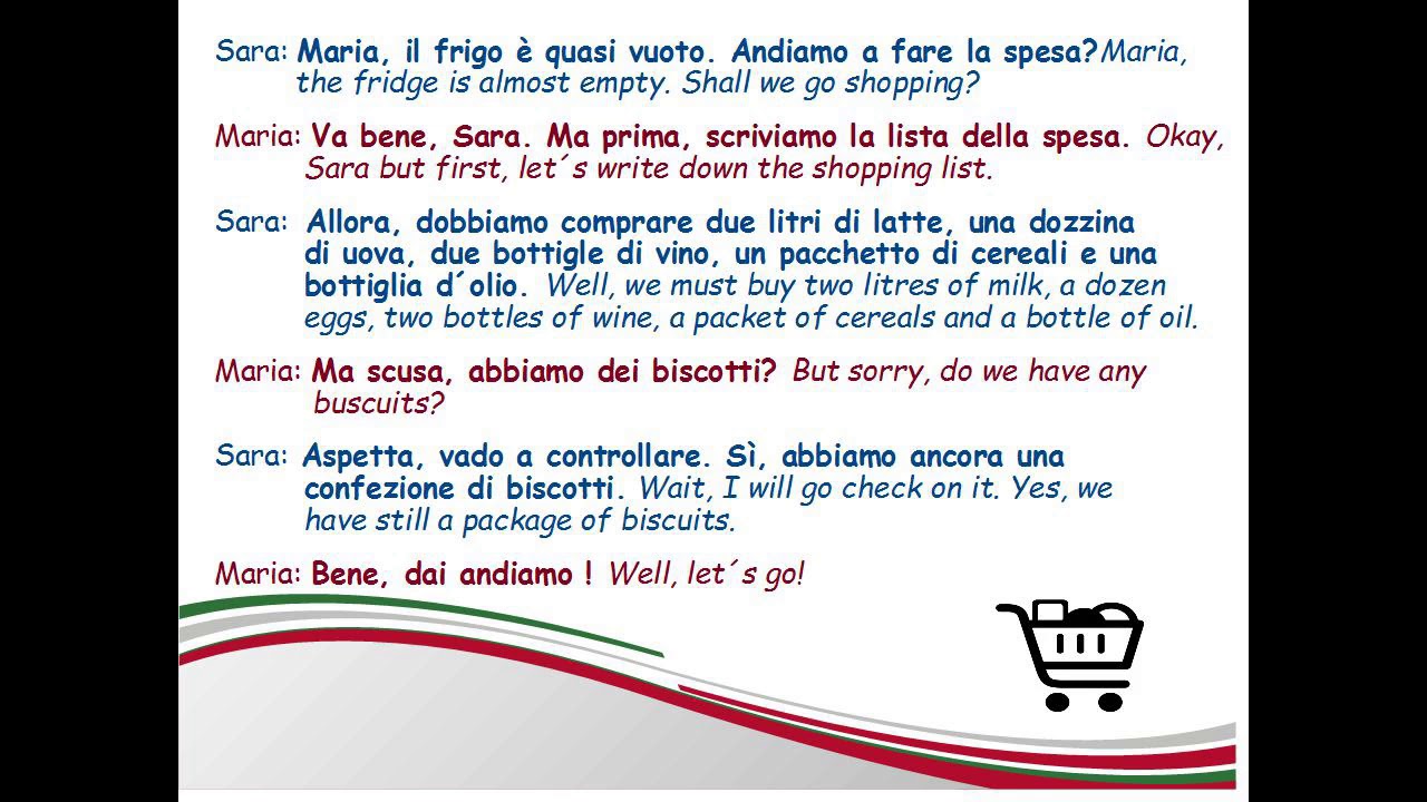italian for beginners A1: lesson 42: dialogue at the supermarket ...