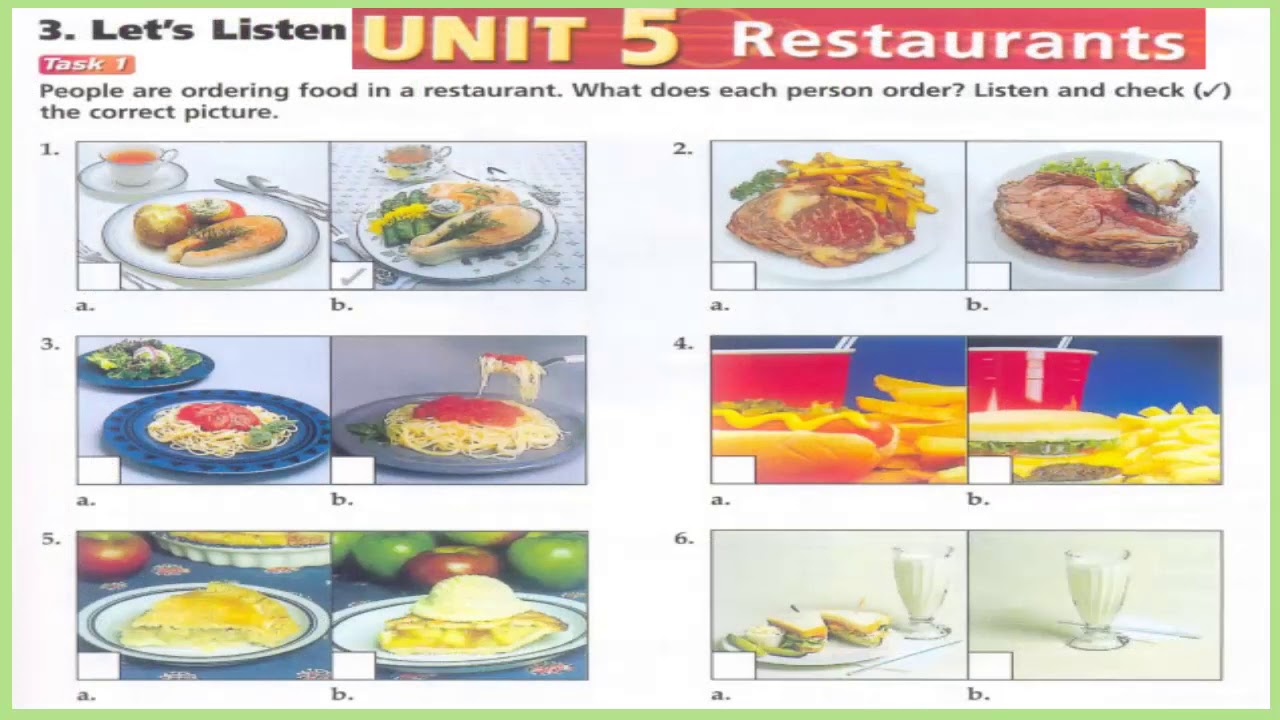 Unit 5 Restaurants - Developing Tactics For Listening - Italian Food