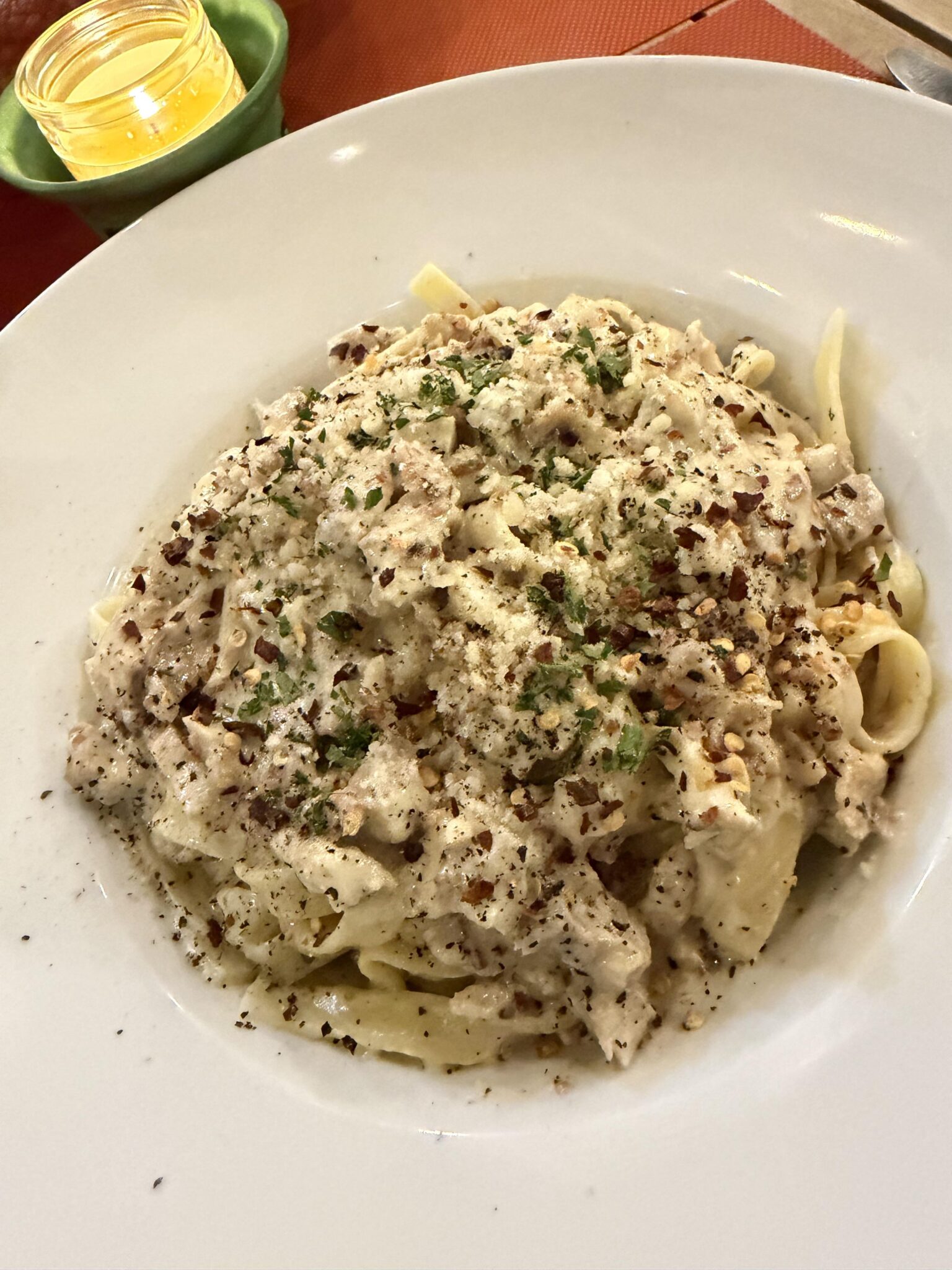 Chicken and bacon fettuccine Alfredo. From The Pasta Gallery, Tobago 🇹🇹 ...